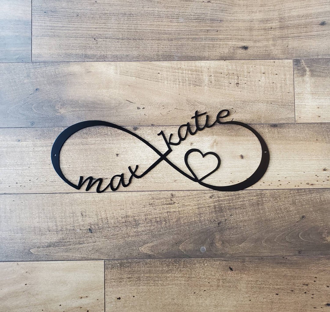 Personalized Metal Infinity Sign With Names and Heart - Etsy