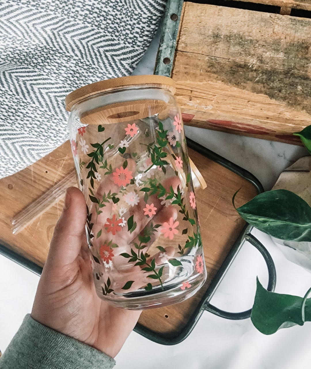 Flowers and Leaves | Floral Spring Cup | Feminine | 16oz 20oz Iced ...