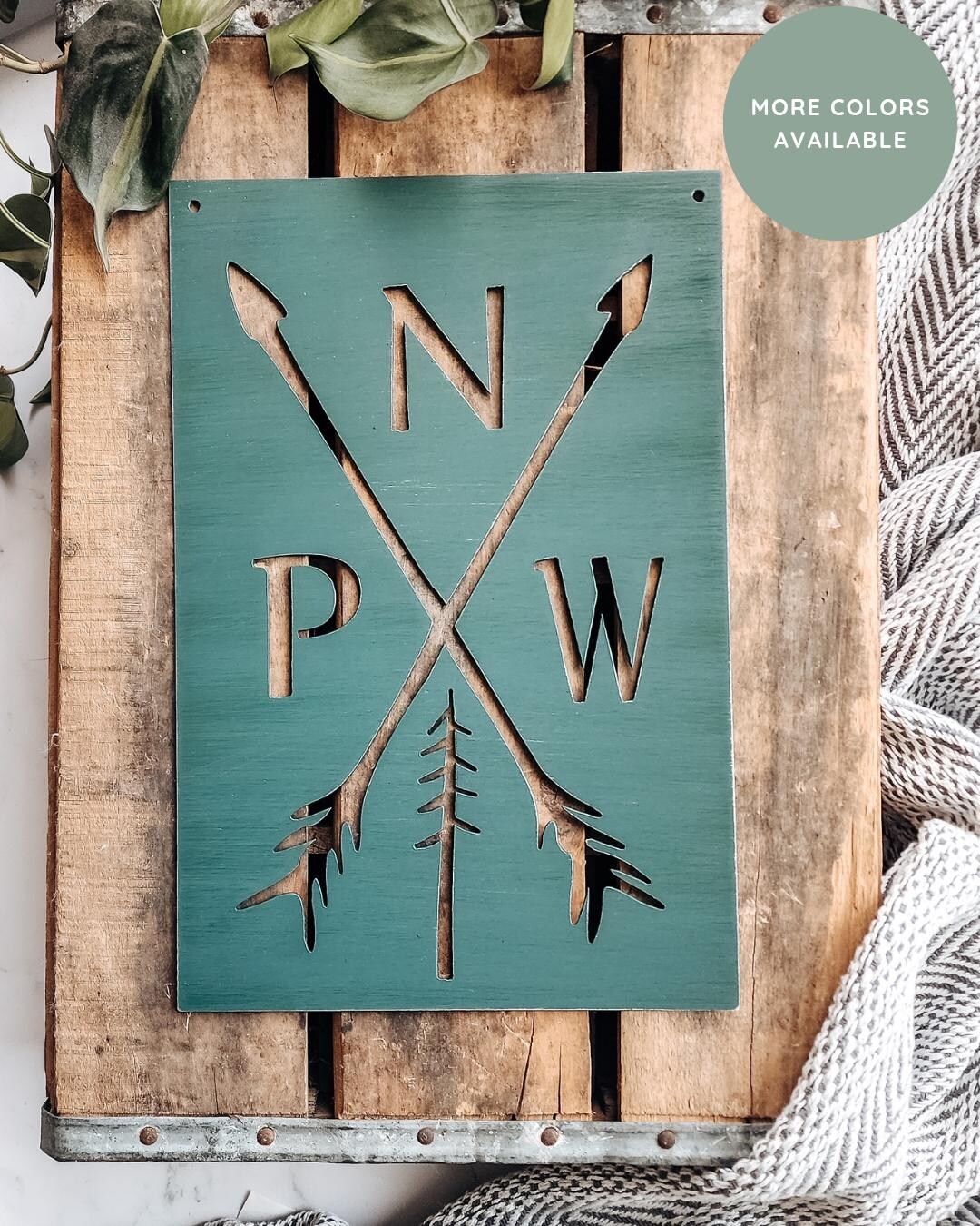PNW W/ Arrows and Tree Metal Sign - Etsy
