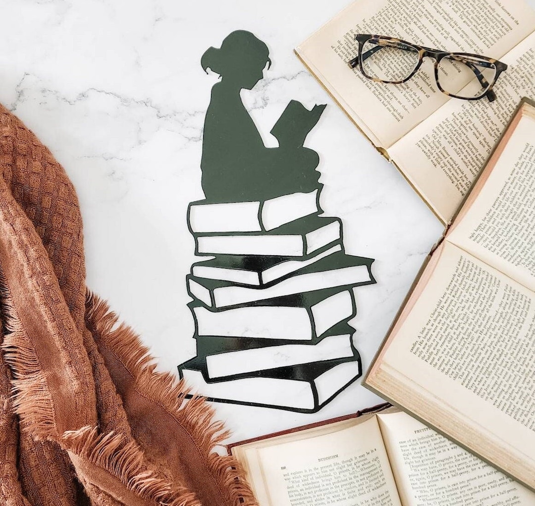 Girl Reading Book Metal Sign | Bookstack Sign | Reading Sign | Bookish ...