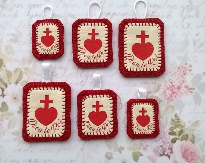 Dieu Le Roi Sacred Heart Vendée Style Badge Linocut Print Catholic ...