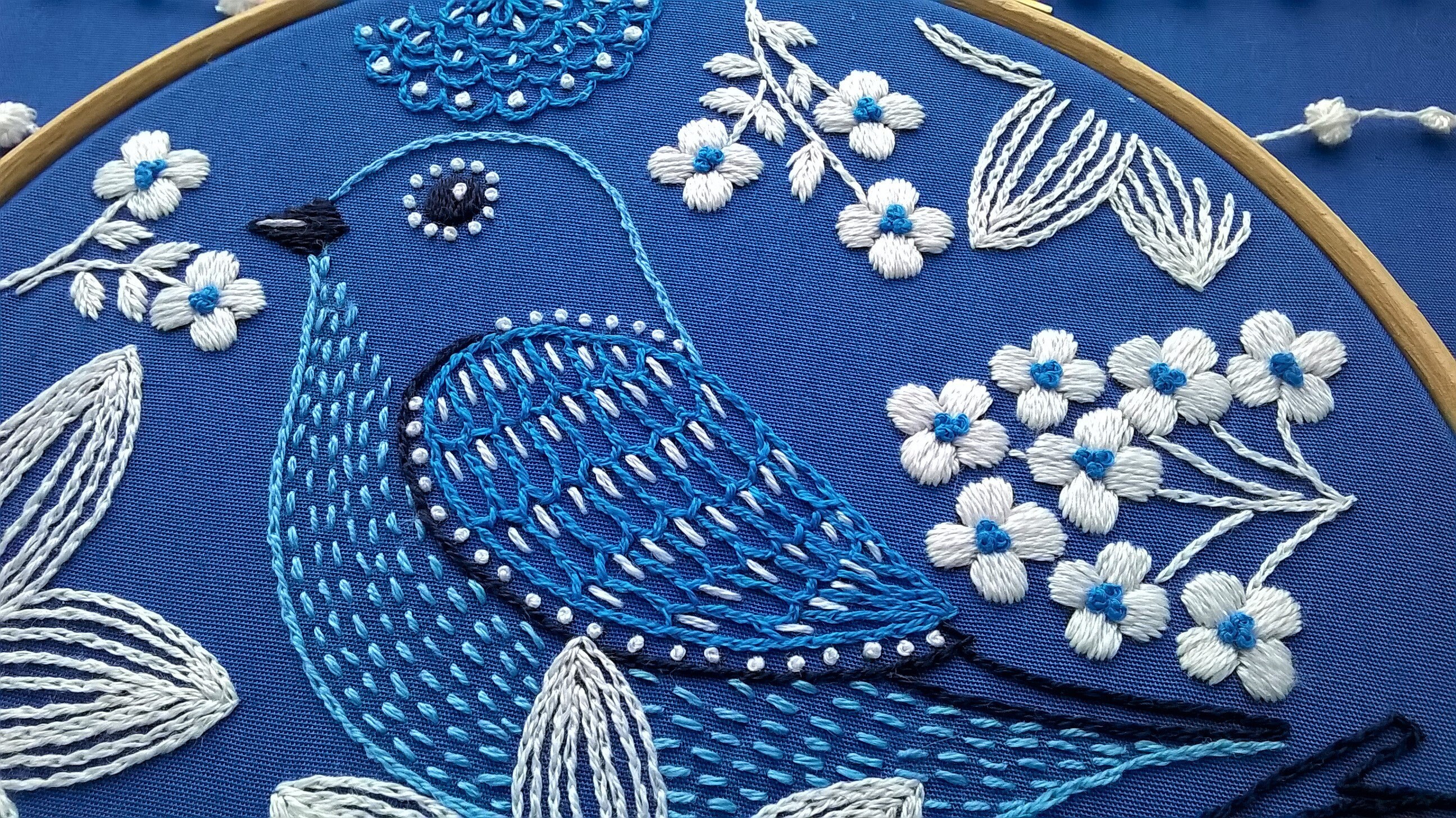 Hand Embroidery KIT Blue Bird Hand Embroidery Design - Etsy