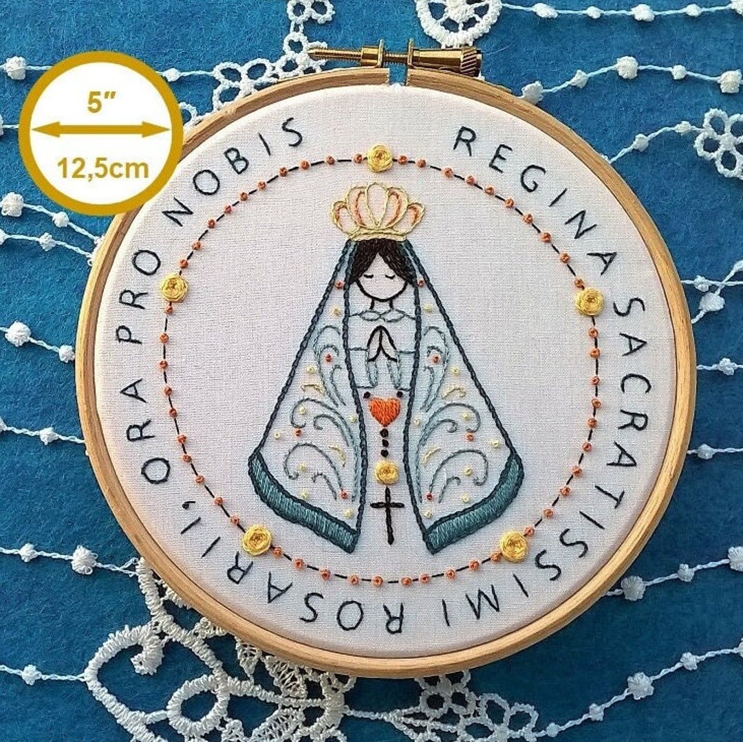 Virgin Mary Embroidery Kit - Regina Sacratissimi Rosarii, Ora Pro Nobis ...