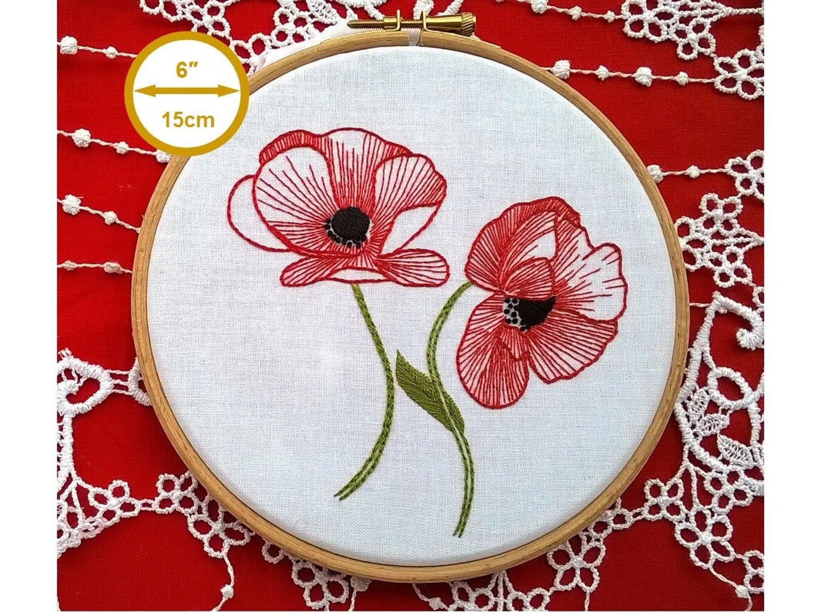 Poppy Embroidery Hand Embroidery Kit Pattern Embroidery - Etsy
