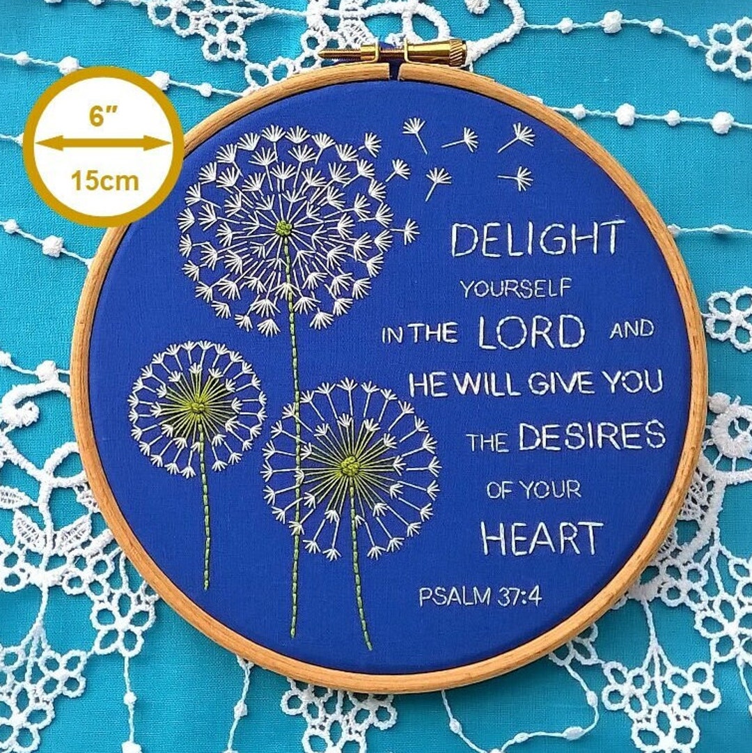 Christian Hand Embroidery KIT - - Dandelion and Bible Quote Embroidery ...