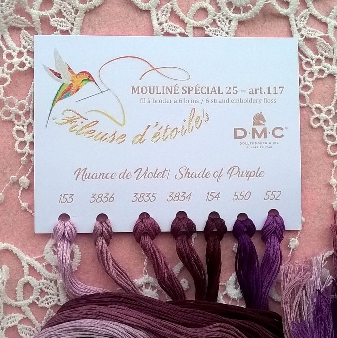 Assortment of 7 Purple Shades - DMC Six-stranded Hand Embroidery Floss ...