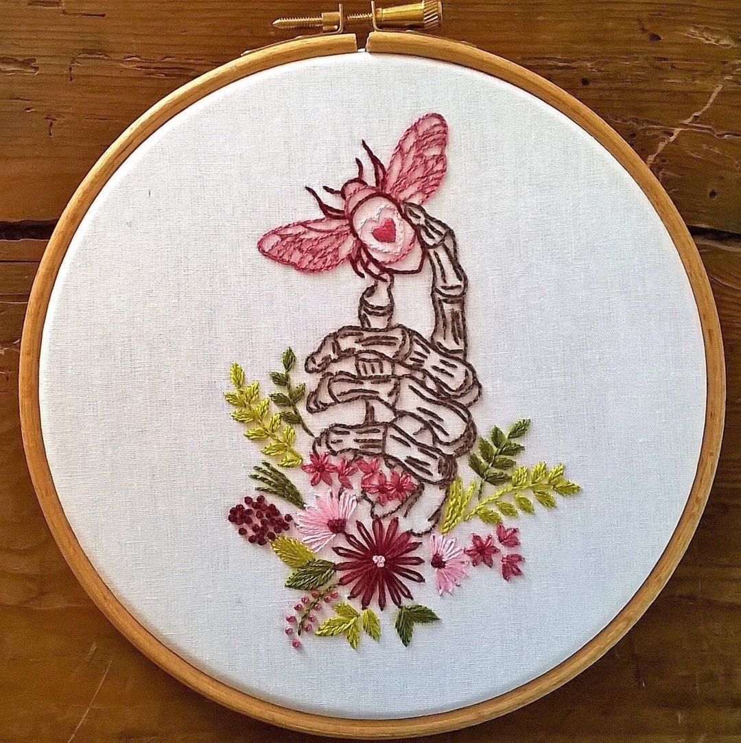 Embroidery KIT Skeleton Hand Embroidery Pattern flowers and - Etsy