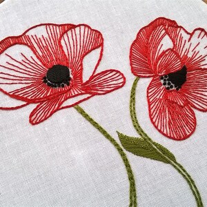 Poppy Embroidery - Hand Embroidery Kit Pattern - Embroidery Hoop Art ...