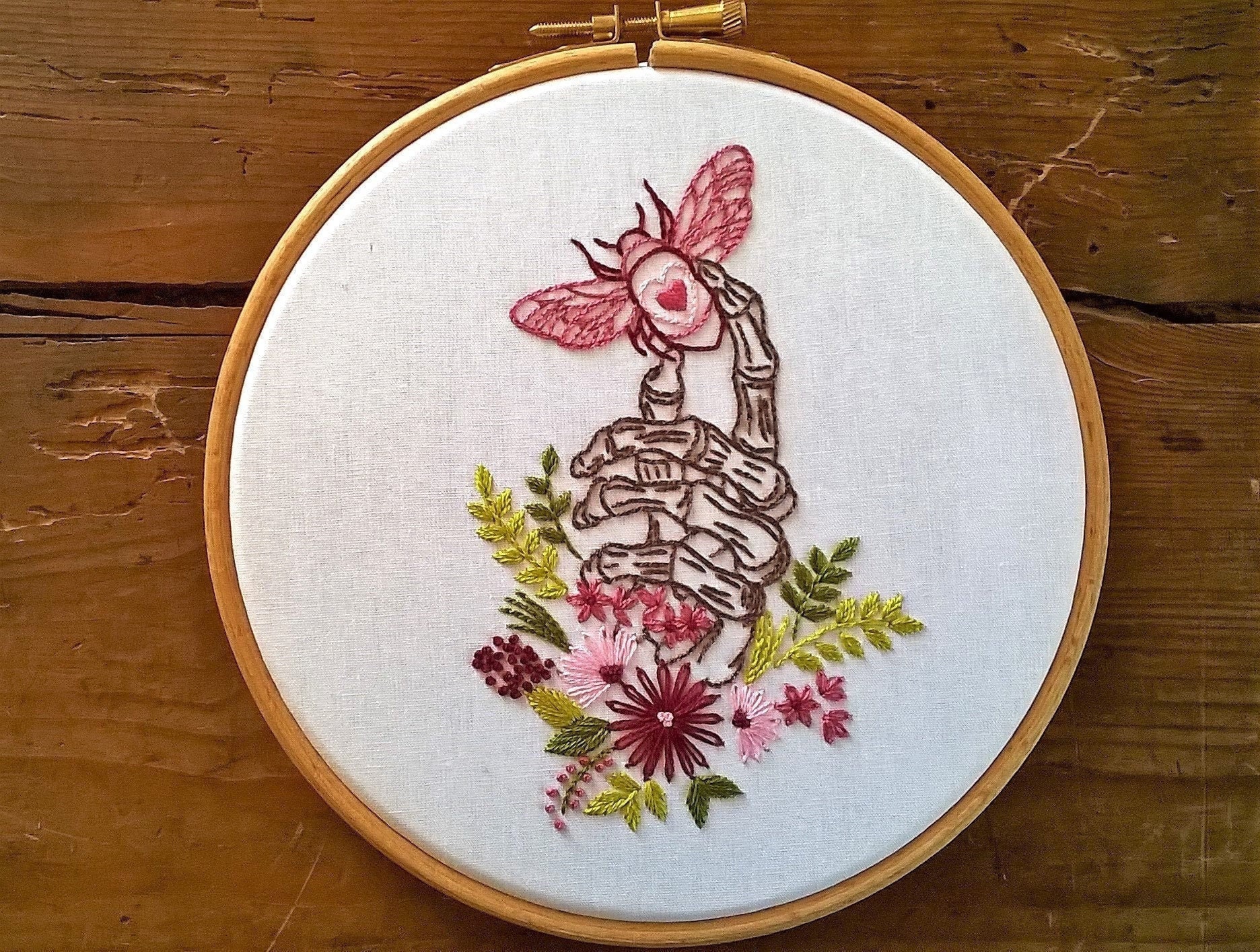 Embroidery KIT Skeleton Hand Embroidery Pattern flowers and | Etsy