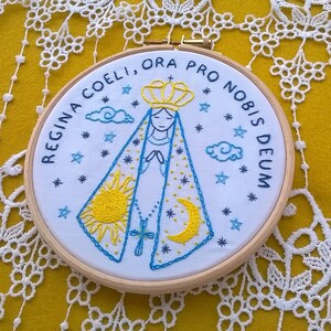 Virgin Mary Embroidery Kit, Regina Coeli, Ora Pro Nobis Deum, Christian ...