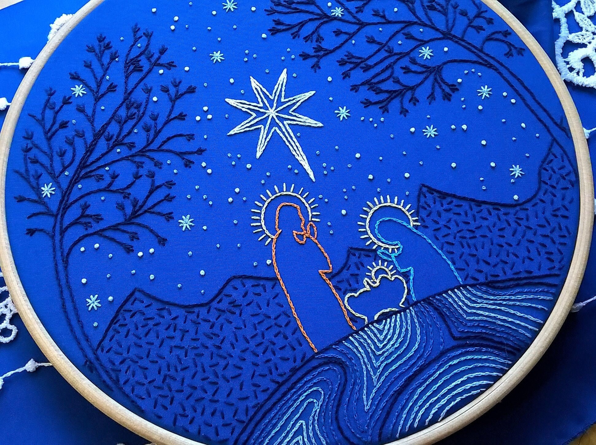 Christmas Embroidery Kit Nativity Scene Design Hand - Etsy