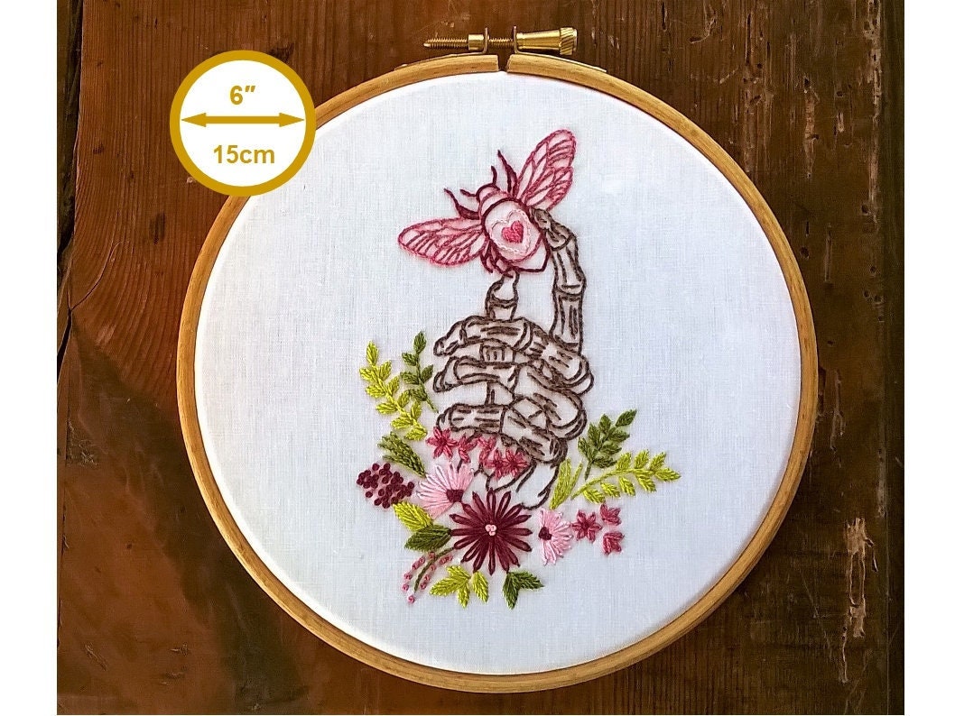 Embroidery KIT Skeleton Hand Embroidery Pattern flowers and - Etsy