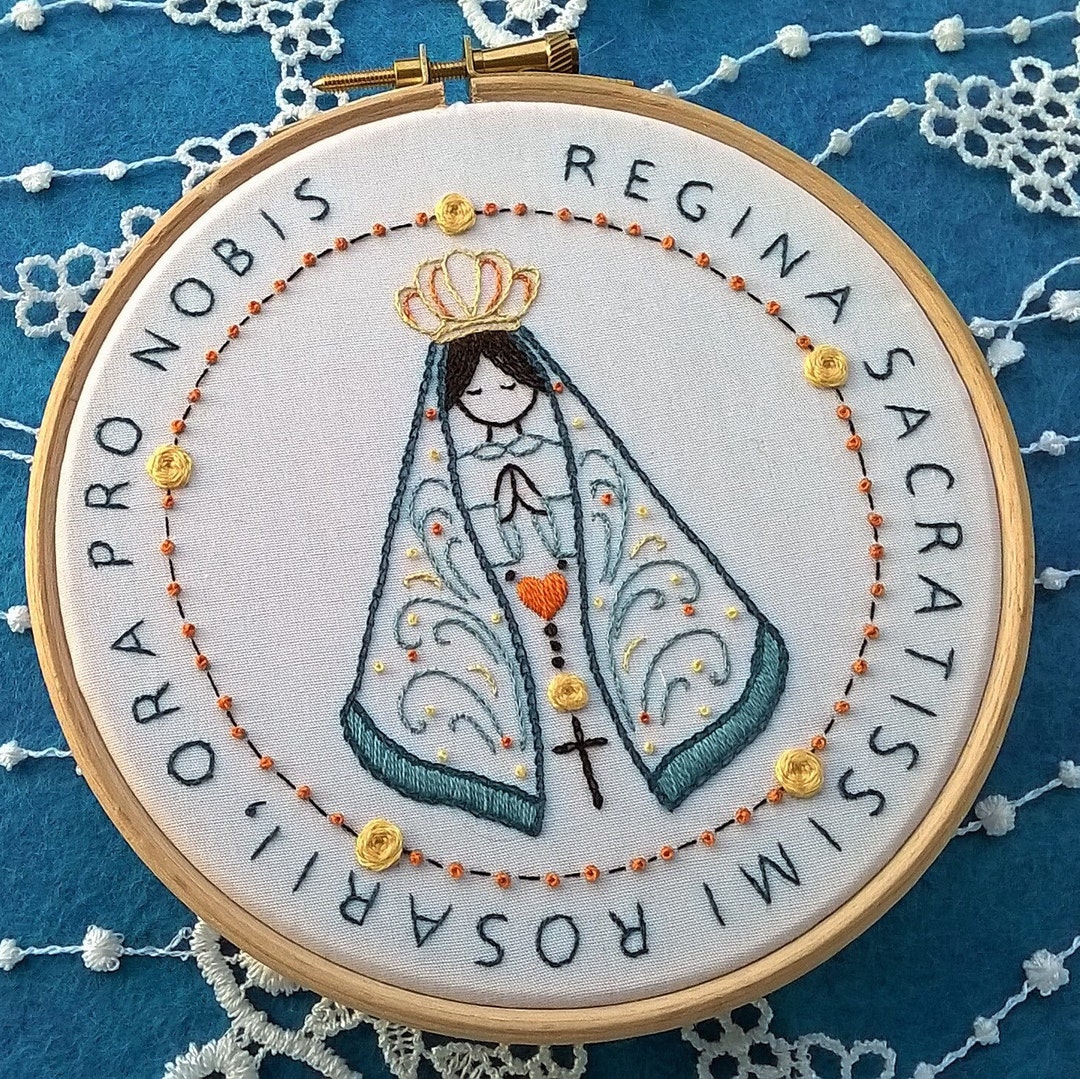 Virgin Mary Embroidery Kit Regina Sacratissimi Rosarii Ora - Etsy UK
