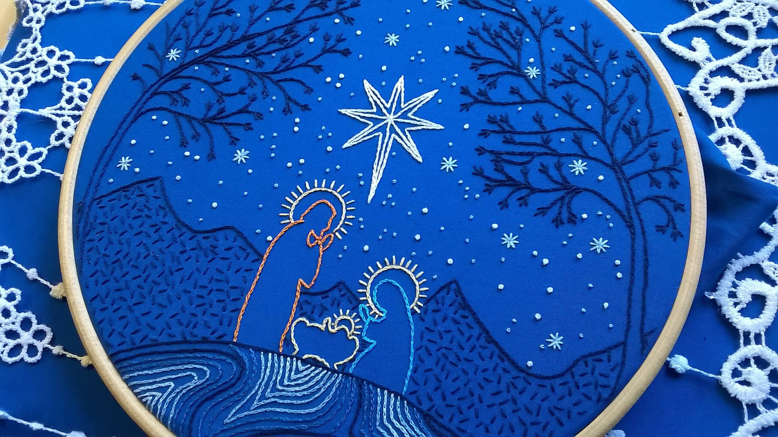 Christmas Embroidery Kit, Nativity Scene Design - Hand Embroidery ...