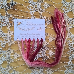 Assortment of 7 Pink Shades - DMC Six-stranded Hand Embroidery Floss ...