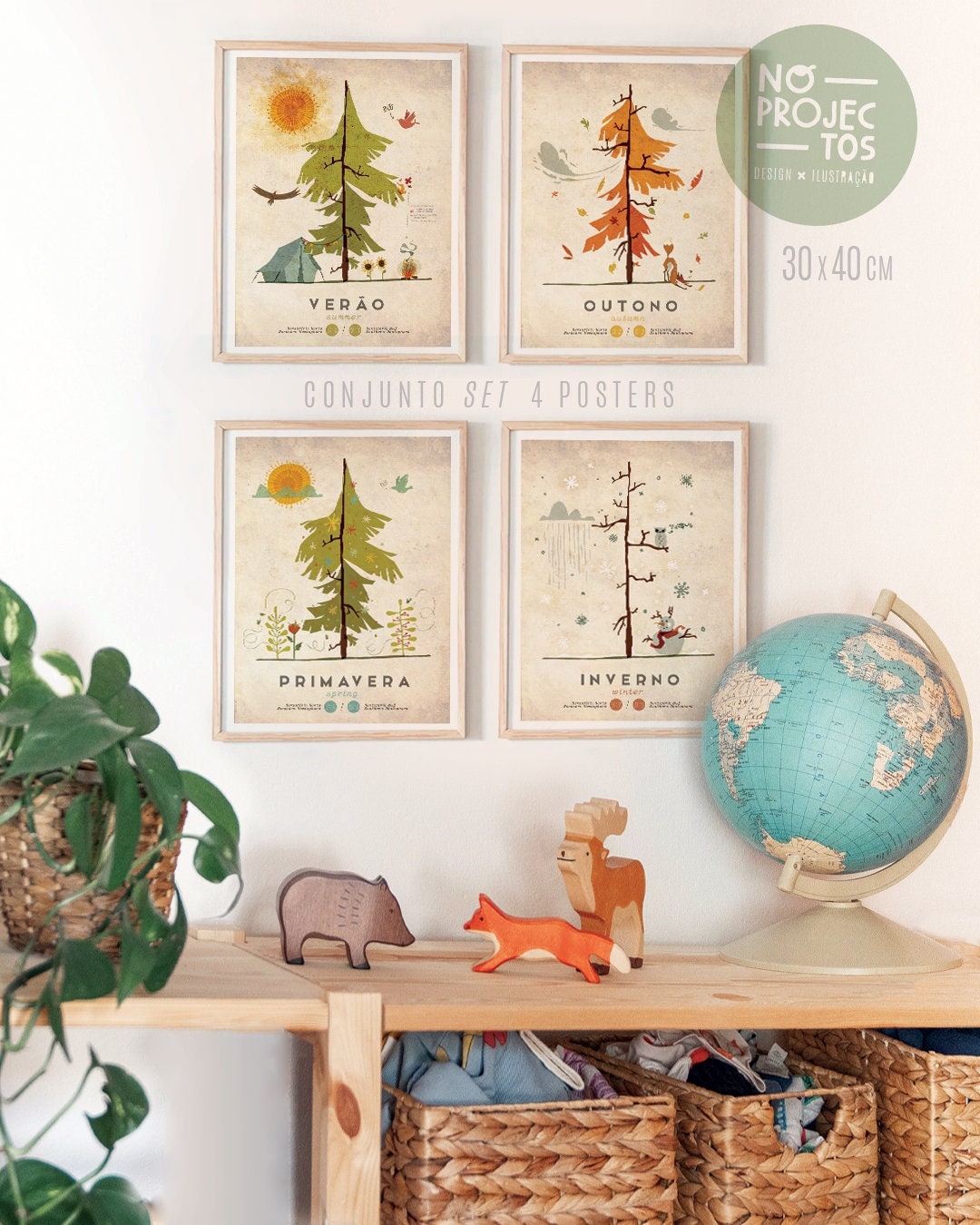 The 4 SEASONS 4 Seasons Wall Art Printing Poster Illustration Print ...