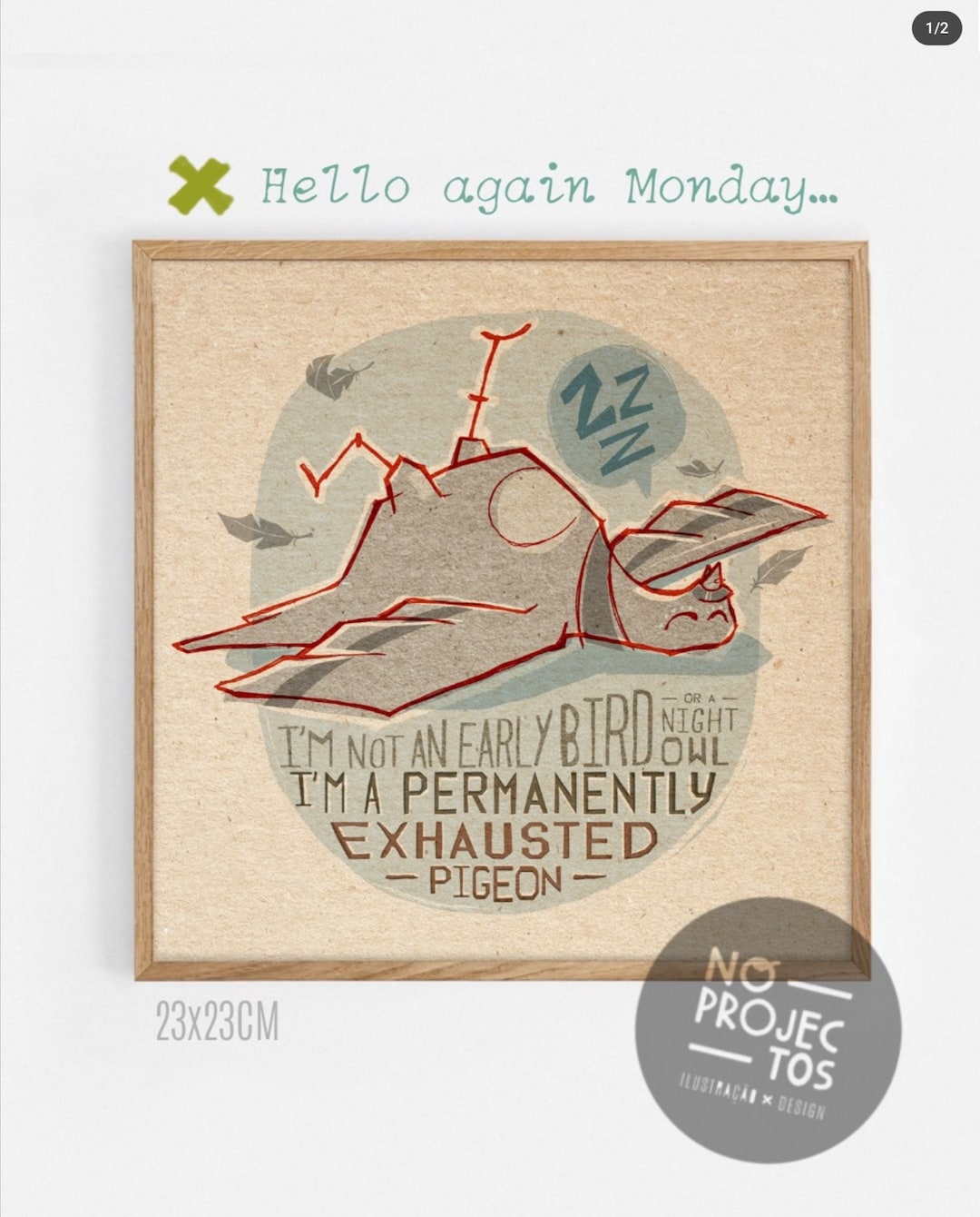 Original PIGEON Funny Quotes Wall Art Printing Poster Illustration ...