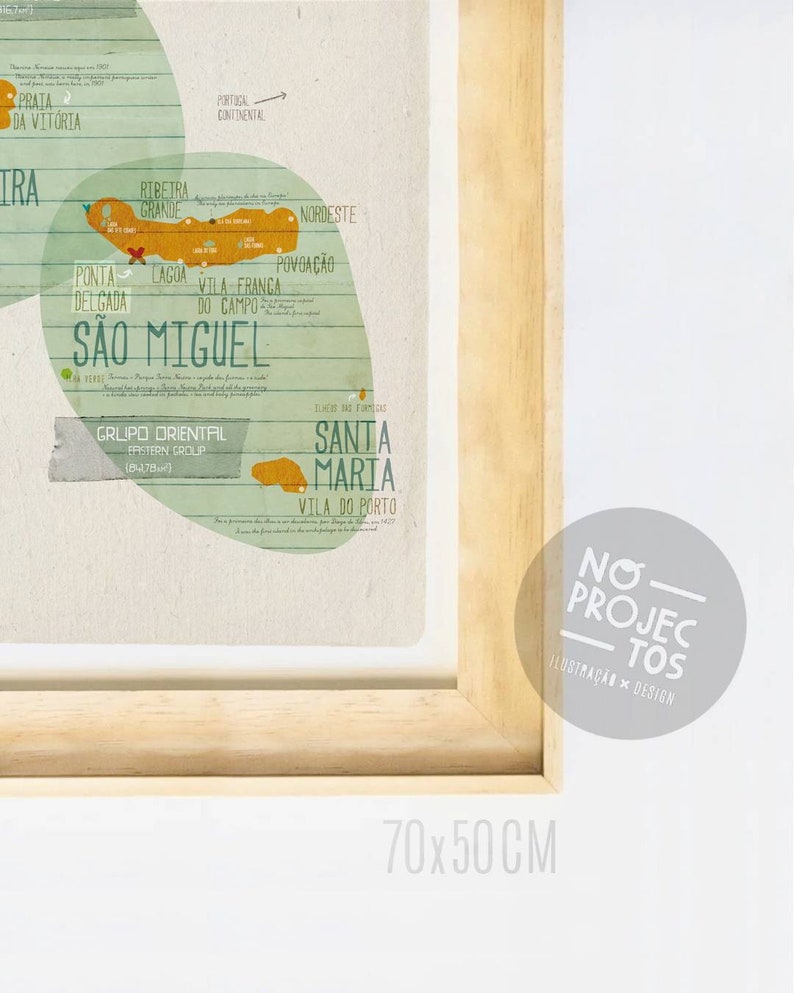 Original PORTUGAL AZORES MAP Wall Art Printing Poster - Etsy