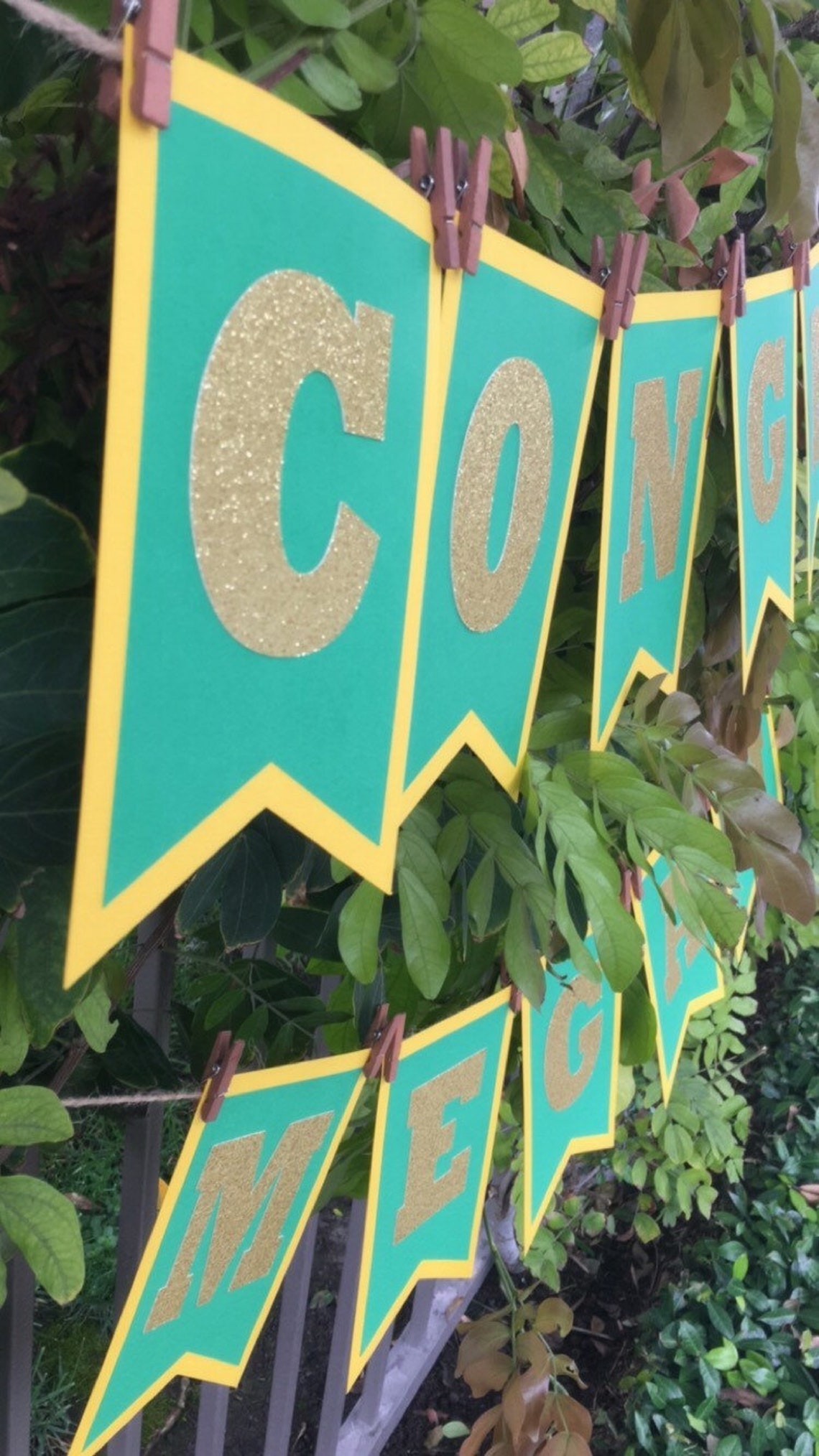 Congratulations Banner | Yellow Green and Glitter Gold | Party Banner ...