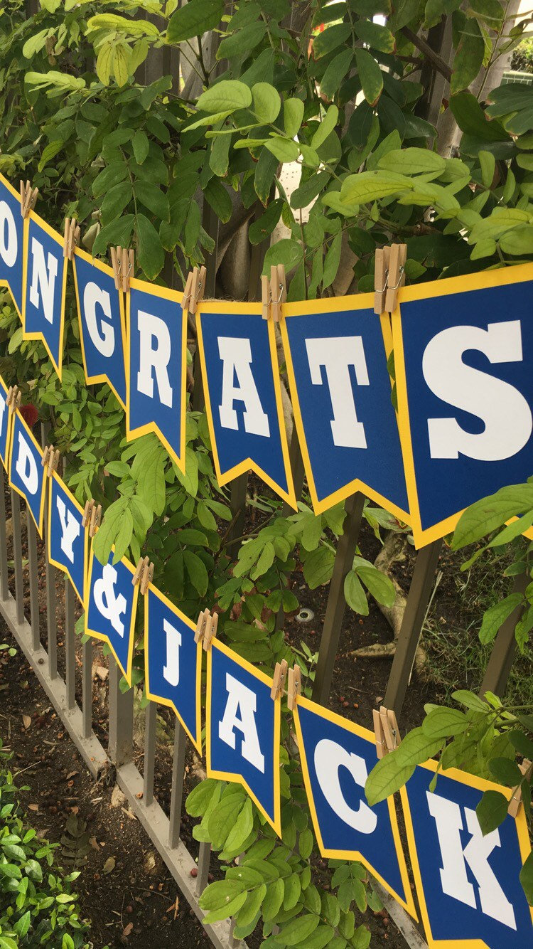 Congratulations Banner | Yellow Navy and White | Party Banner ...