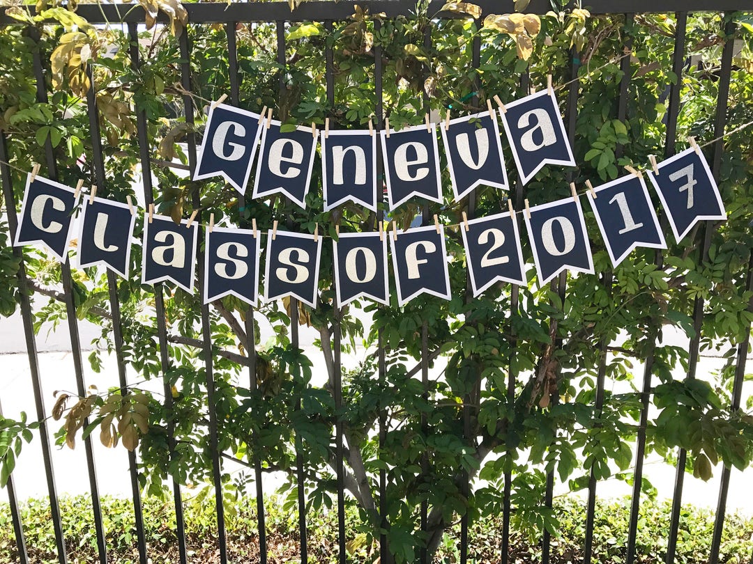 Class of 2020 Banner | Graduation Banner | Blue and White With Gold or ...