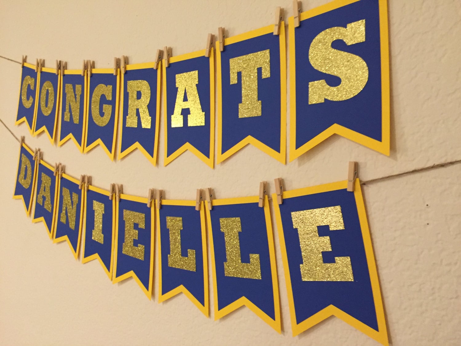 Congratulations Banner | Yellow Navy Glitter Gold | Party Banner ...