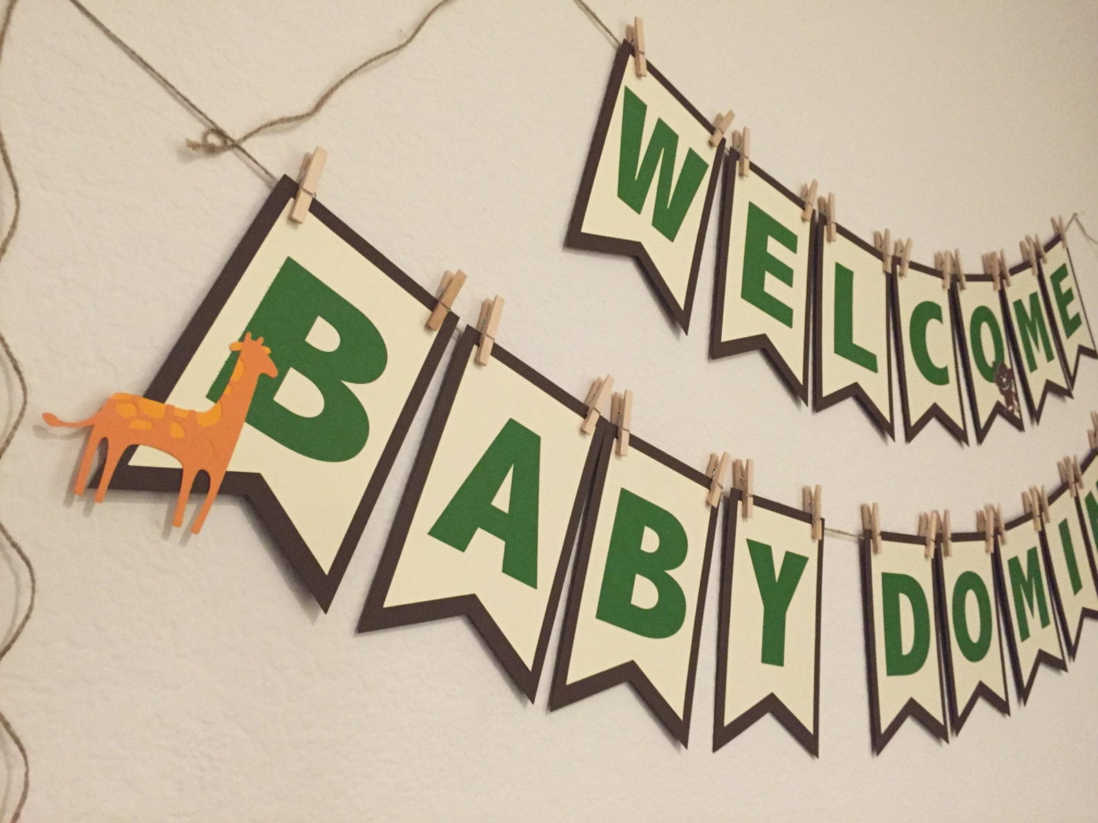 Welcome Baby Banner | Baby Shower Banner | Jungle Safari Theme | Brown ...