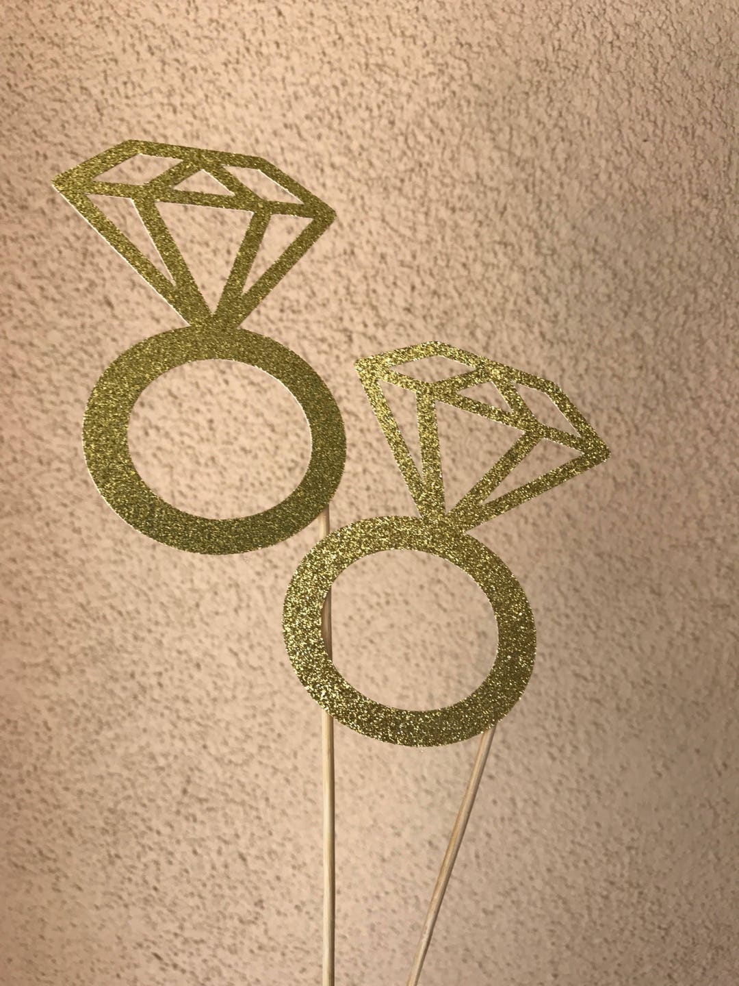 Diamond Ring Glitter Photobooth Props | Set of 8 | Glitter Gold ...