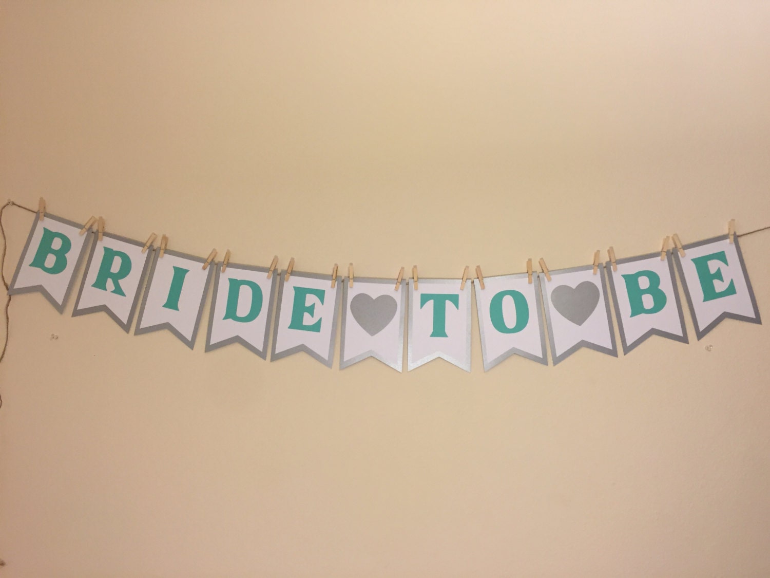 Bride to Be Banner Bridal Shower Banner Teal, Silver and White Custom ...