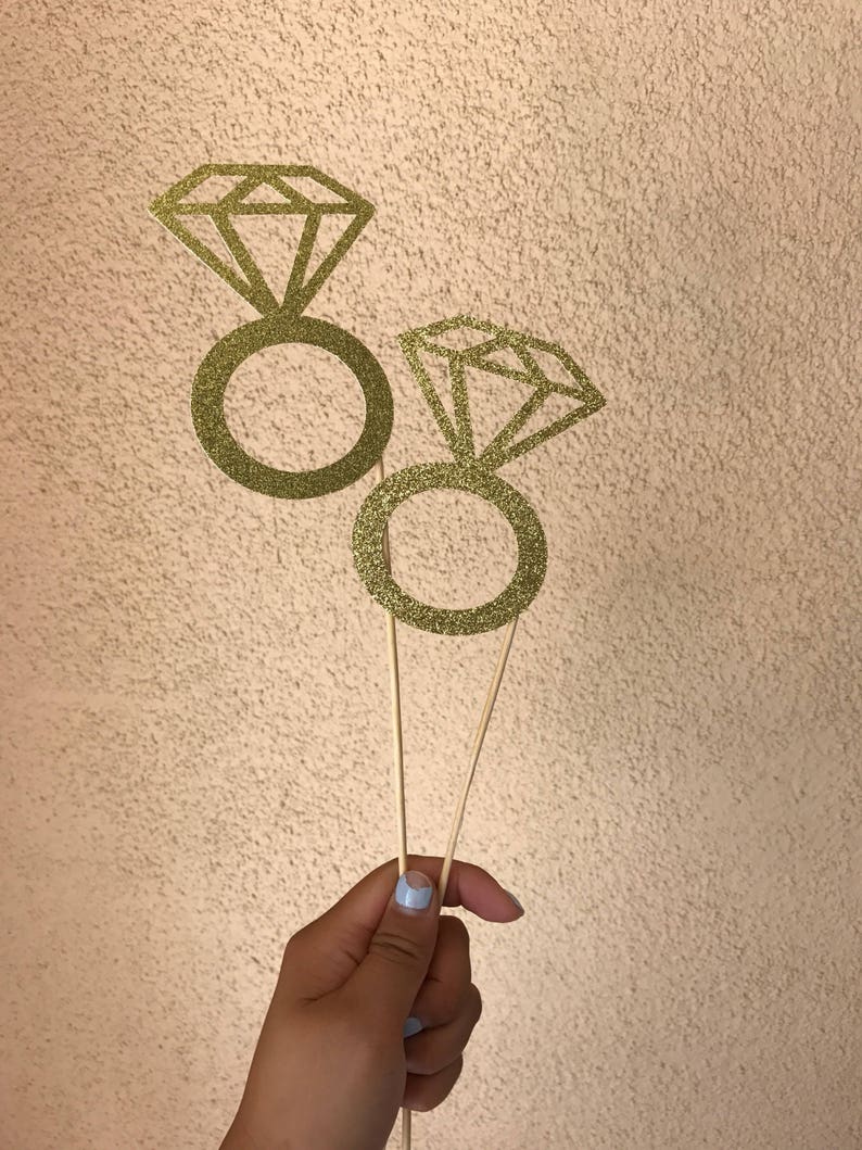 Diamond Ring Glitter Photobooth Props Set of 8 Glitter gold Custom ...