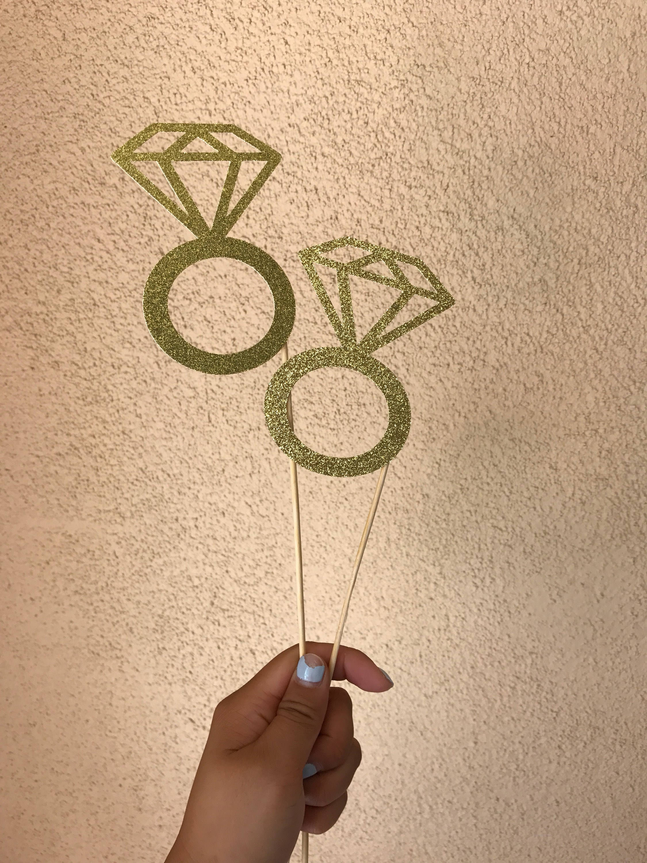 Diamond Ring Glitter Photobooth Props | Set of 8 | Glitter Gold ...