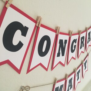 Congratulations Banner | Red White and Black | Party Banner | Custom ...