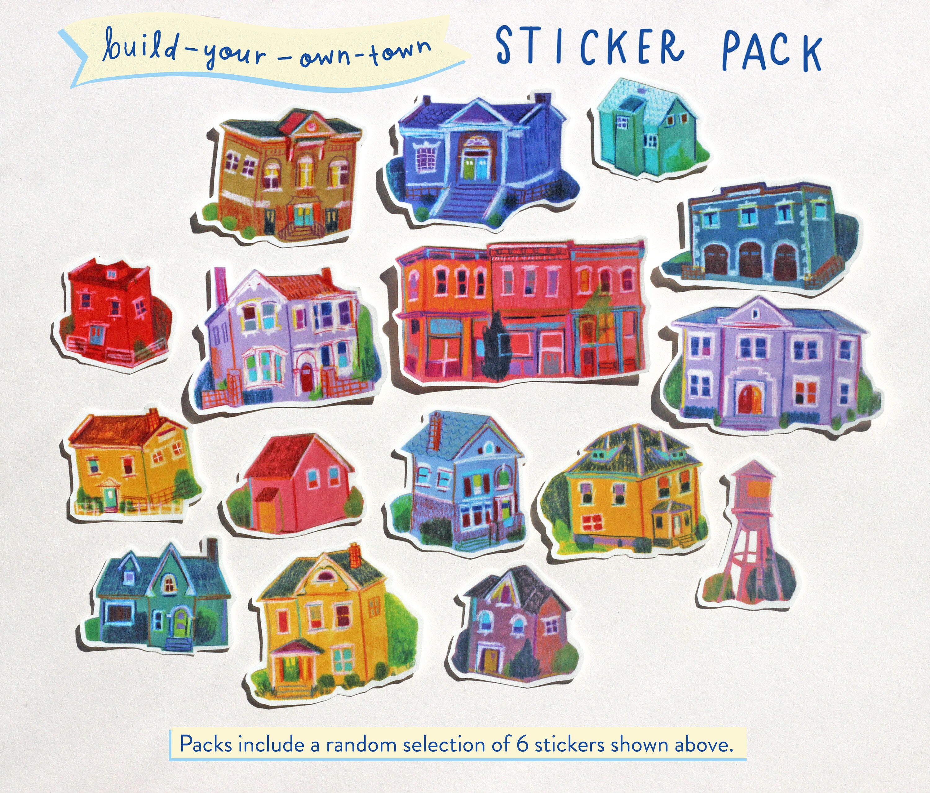 Build-A-Town Sticker Pack of 6 Stationary Stickers Clear | Etsy
