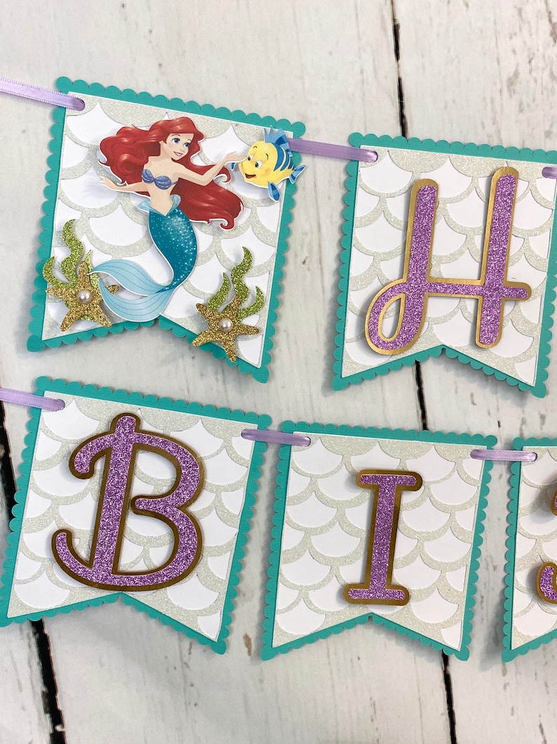 Little Mermaid Banner Mermaid Happy Birthday Banner Ariel | Etsy