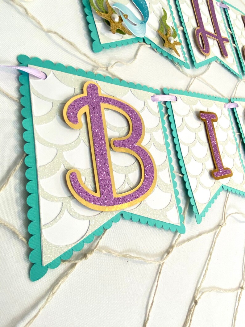 Little Mermaid Banner Mermaid Happy Birthday Banner Ariel | Etsy