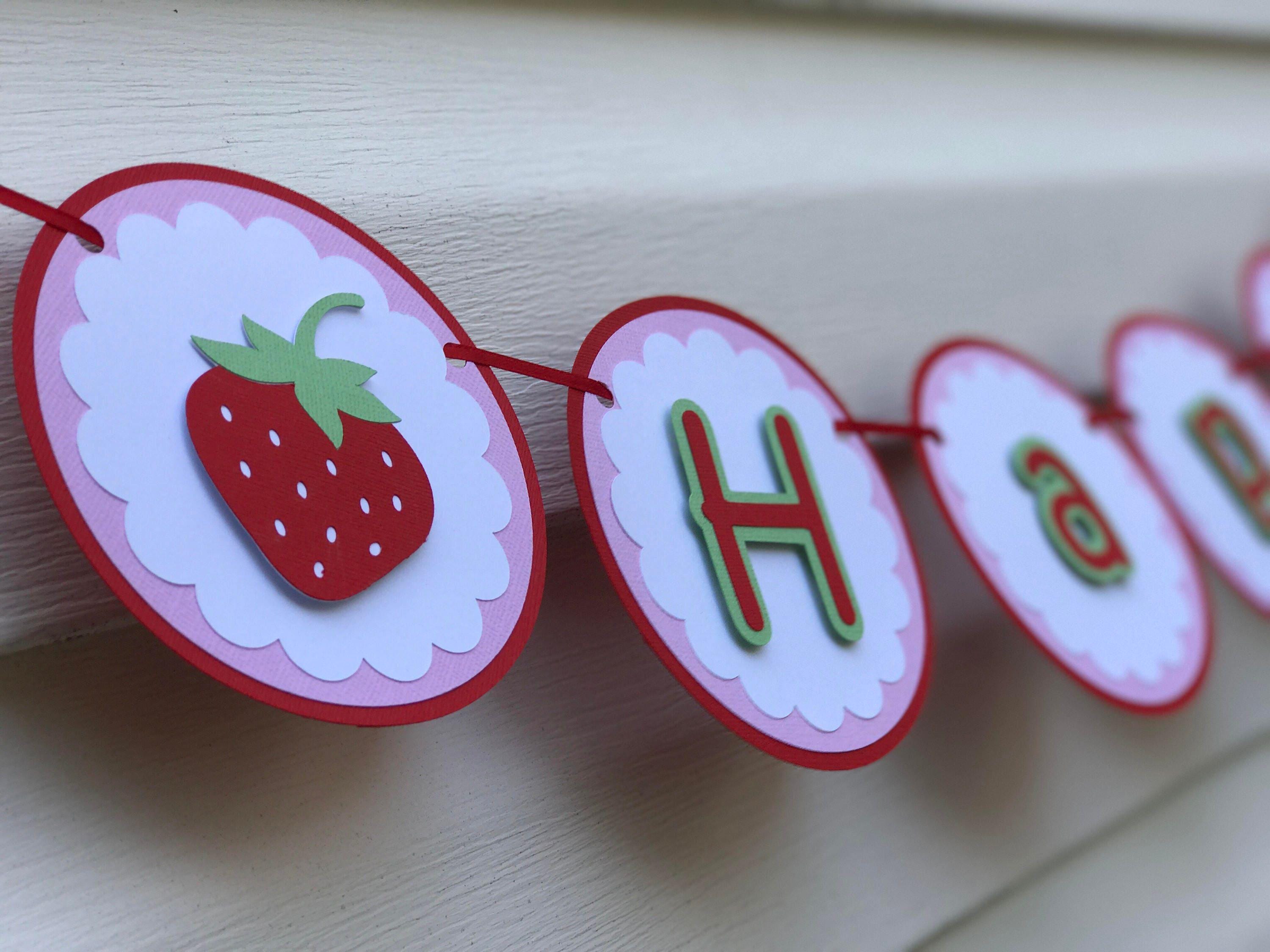 Strawberry Banner, Strawberry Happy Birthday Banner, Berry Happy ...