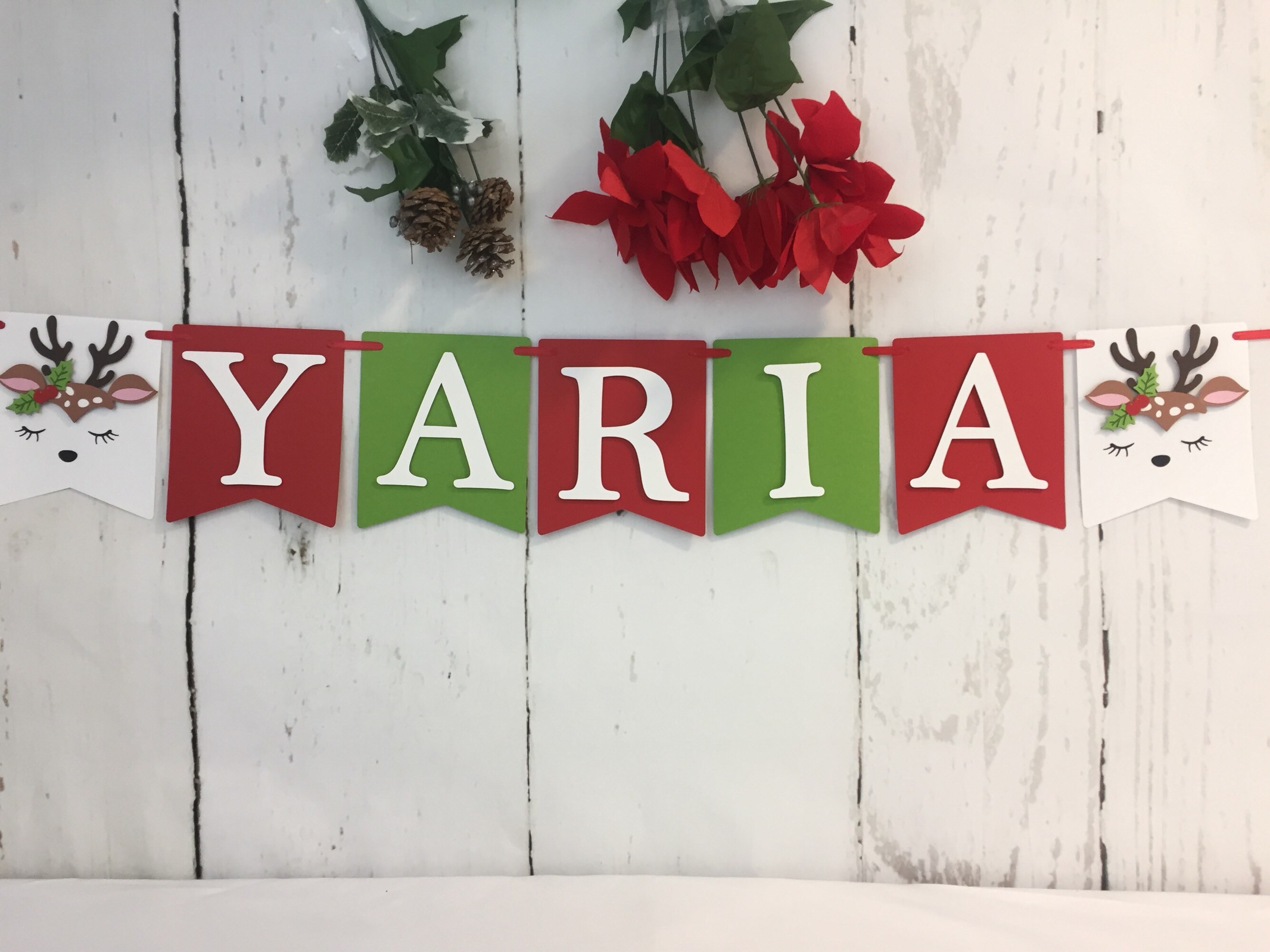 Reindeer Name Banner Reindeer Banner Christmas Birthday - Etsy