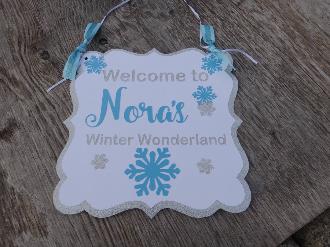 Winter Wonderland Welcome Sign, Winter Wonderland Door Sign, Snowflake ...