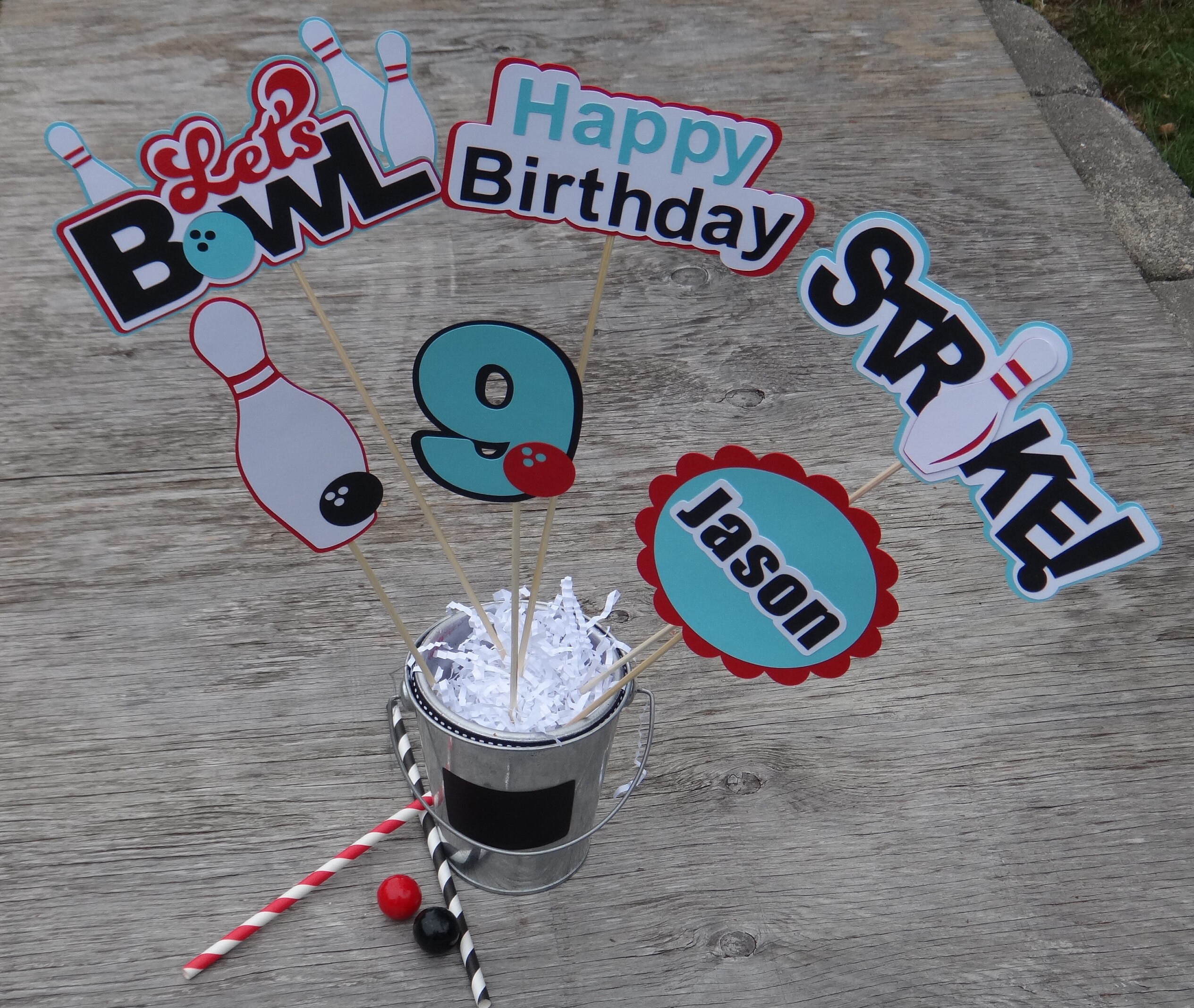 6 Piece Bowling Centerpiece Stick Set Bowling Centerpiece | Etsy