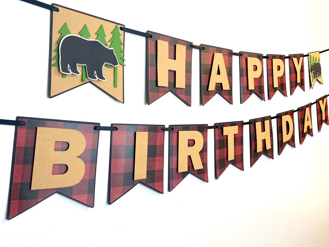 Lumber Jack Birthday Banner, Buffalo Plaid Banner, Wild One Banner ...