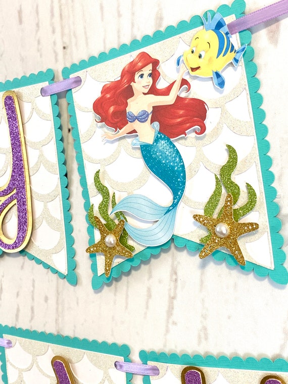 Little Mermaid Banner Mermaid Happy Birthday Banner Ariel | Etsy