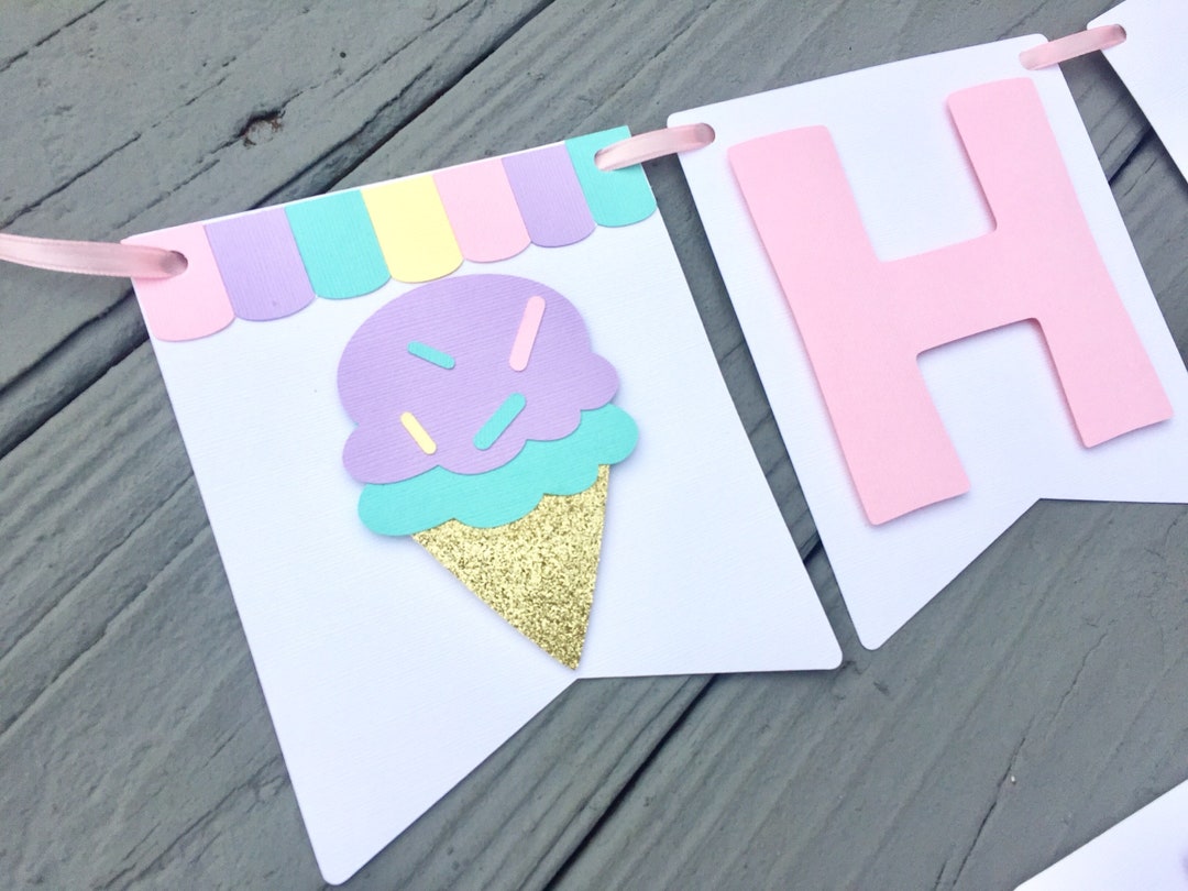Ice Cream Banner, Ice Cream Happy Birthday Banner, Ice Cream Party ...