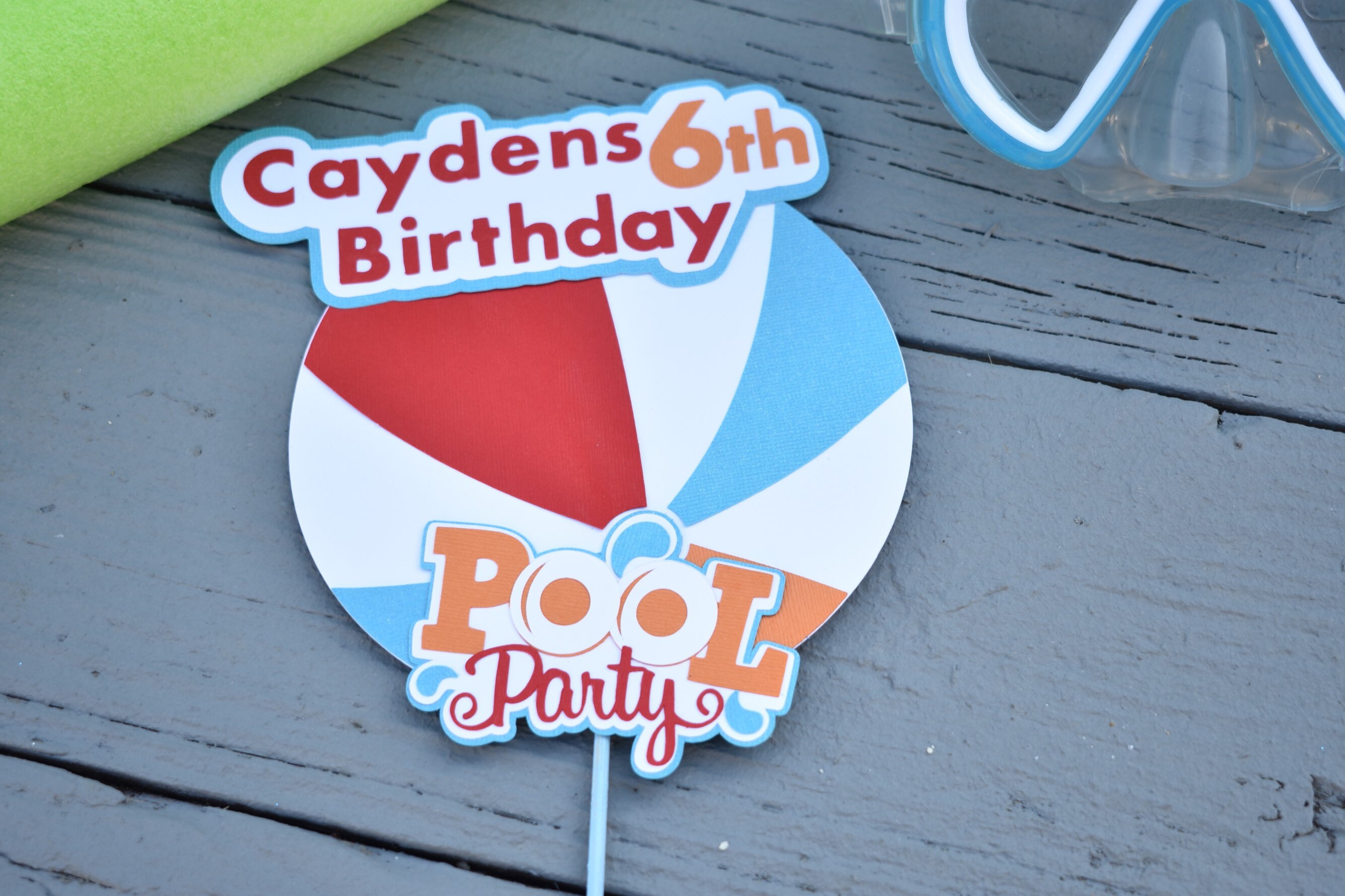 Beach Ball Cake Topper Pool Party Cake Topper | Etsy