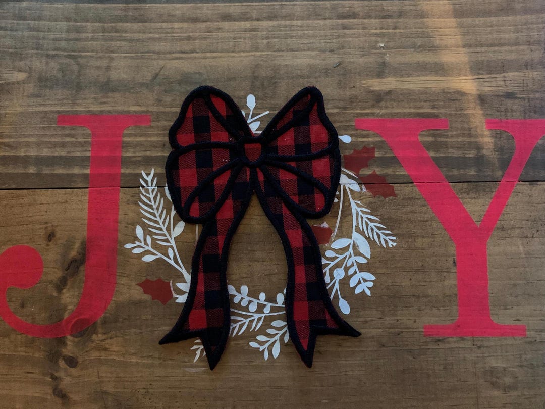 Black and Red Buffalo Plaid Side Split Bow| Iron on Patch | Viral Bow ...
