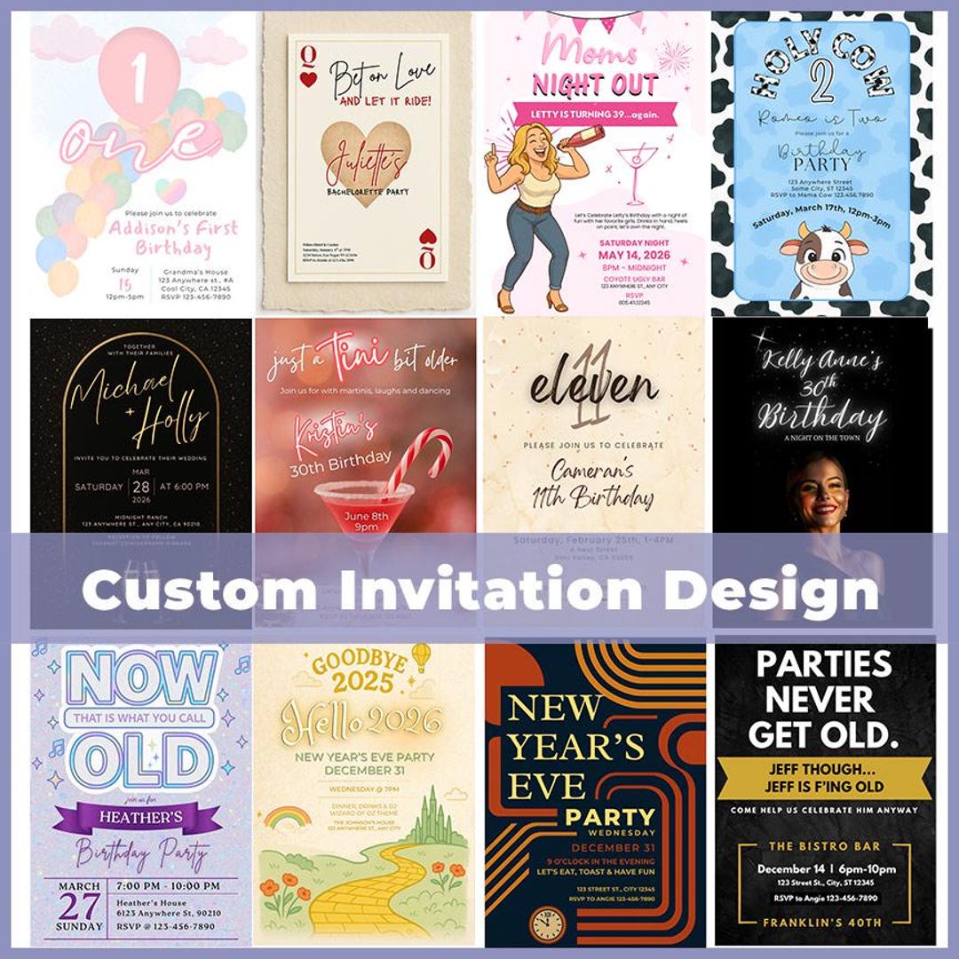 Custom Invitation Design, Personalized Wedding, Shower, Birthday, Event ...