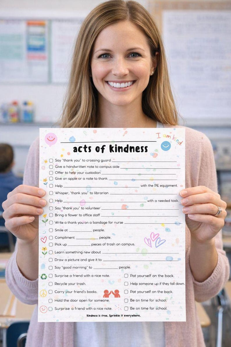 Acts of Kindness Checklist - PDF Form Fillable, Editable and Custom ...