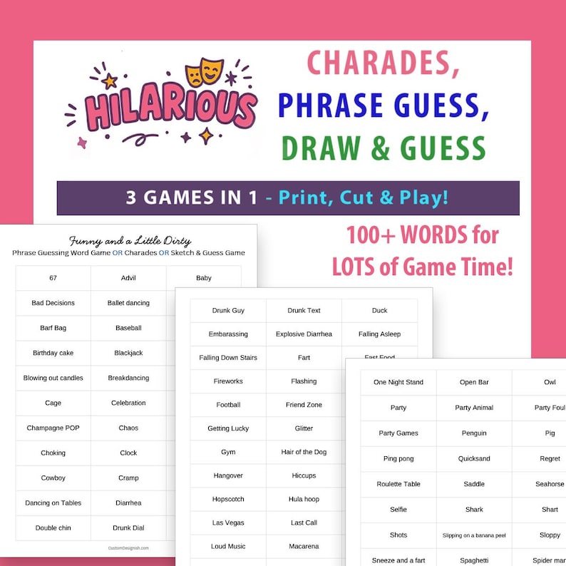 Funny Adult Charades Game Printable – Instant Download Party Game for ...