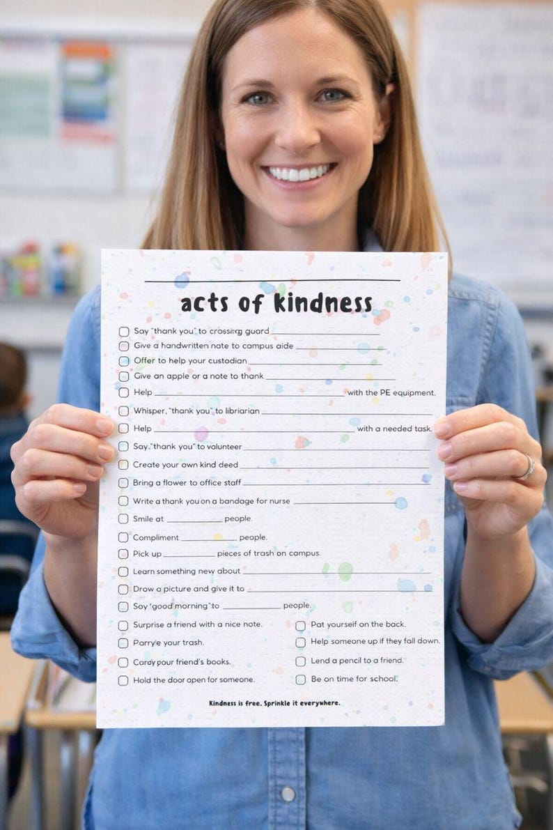 Acts of Kindness Checklist Canva Template - Printable and Personalized ...