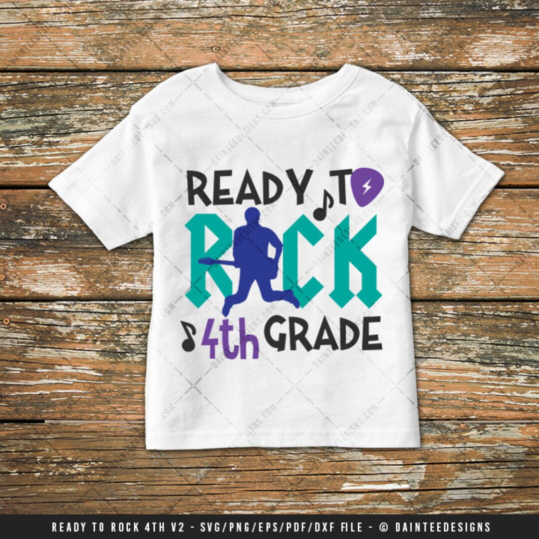 Ready to Rock 4th Grade SVG, Vector, DXF, EPS, Digital Cut File ...