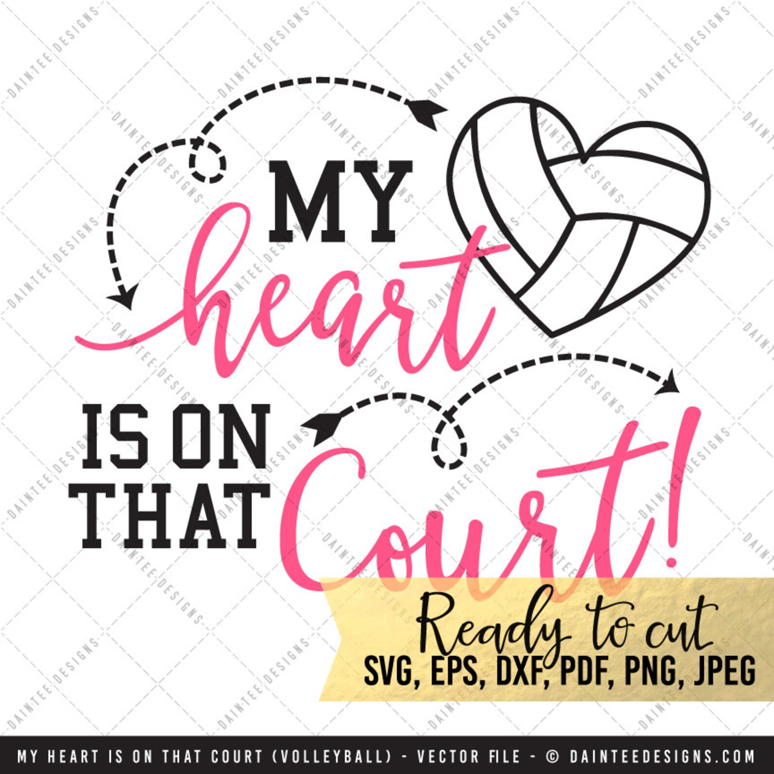 My Heart Is On That Court Svg Vector Dxf Eps Digital Cut Etsy